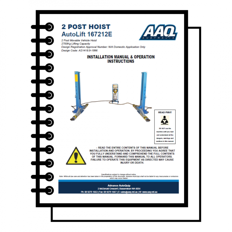 2 Post Hoist Installation Manuals 2 Post Hoist Installation Manuals